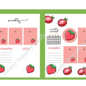 Strawberry Design Planner, Monthly and Weekly Calendar Pages, and ...