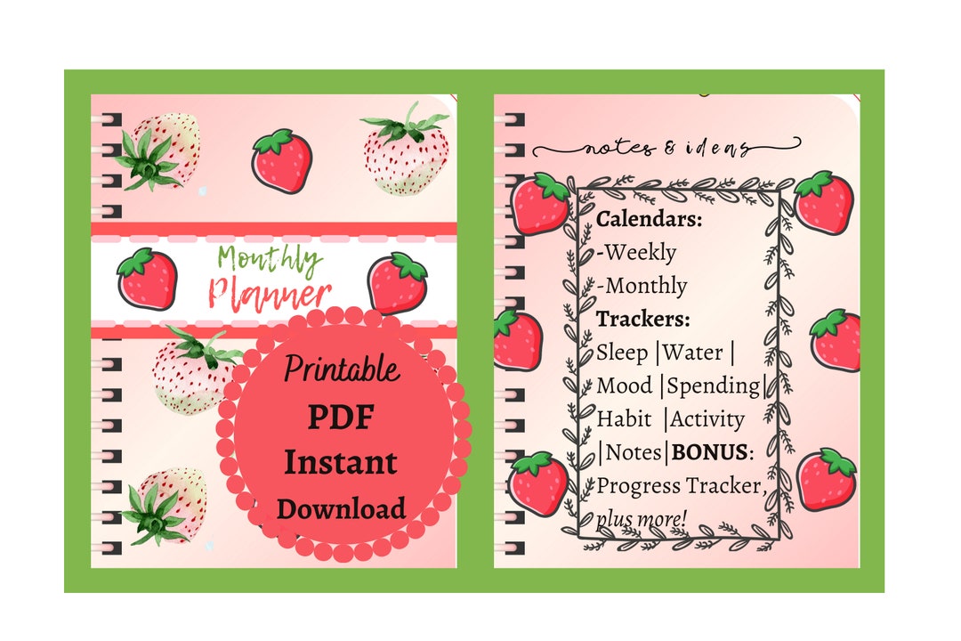 Strawberry Design Planner, Monthly and Weekly Calendar Pages, and ...