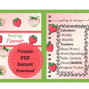 Strawberry Design Planner, Monthly and Weekly Calendar Pages, and ...
