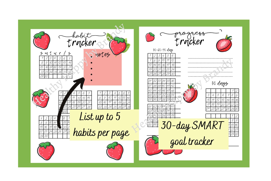 Strawberry Design Planner, Monthly and Weekly Calendar Pages, and ...