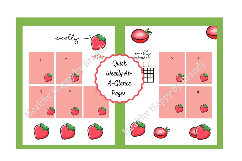 Strawberry Design Planner, Monthly and Weekly Calendar Pages, and ...
