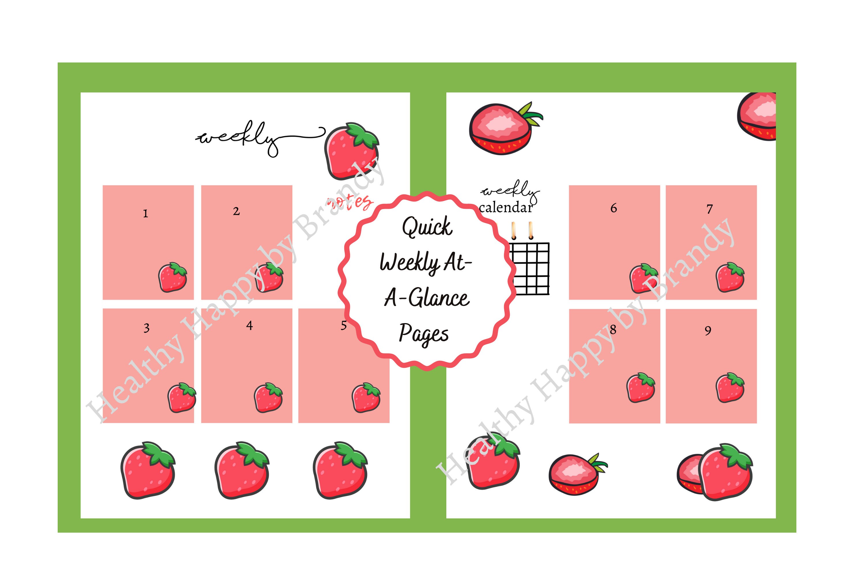 Strawberry Design Planner, Monthly and Weekly Calendar Pages, and ...