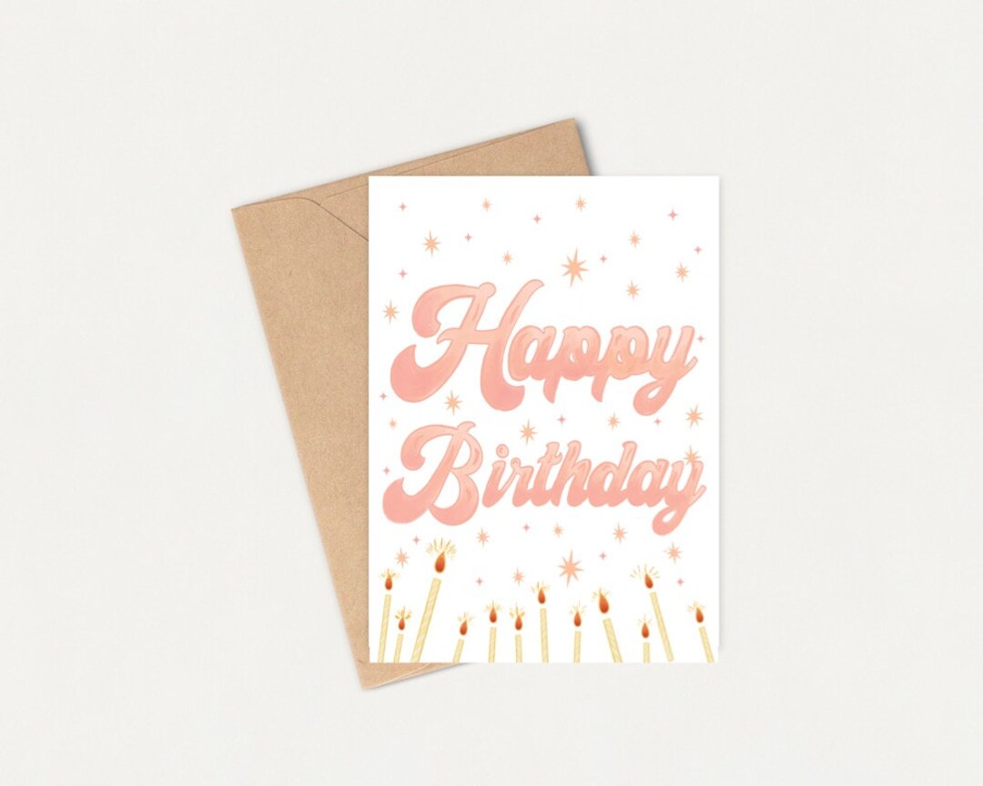 Happy Birthday Greeting Card, Cute Birthday Card, Blank Inside, Folded ...