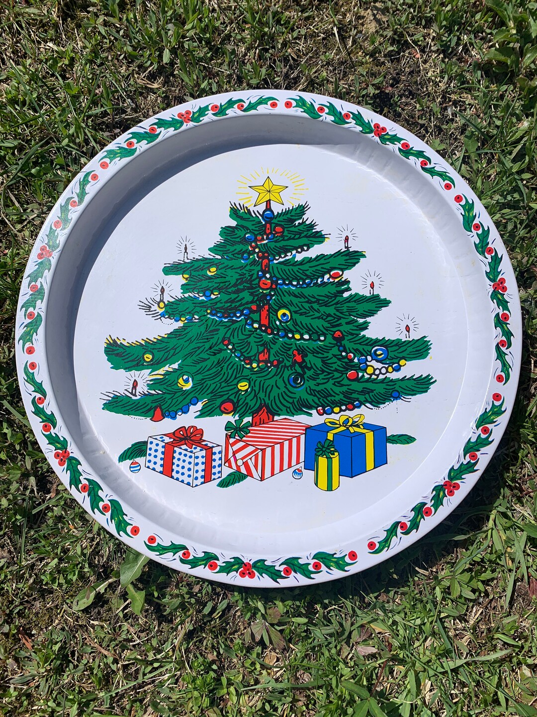 Vintage Aluminum Tin Christmas Tray - Etsy