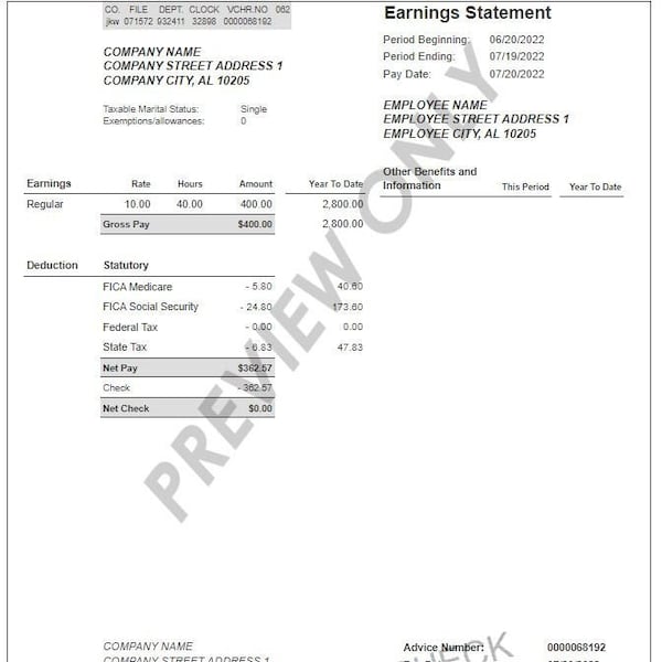 Pay Stub Template - Etsy