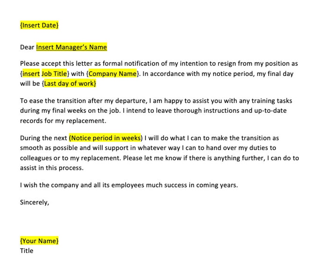 Buy Resignation Letter Template Resignation Letter Resignation Online ...