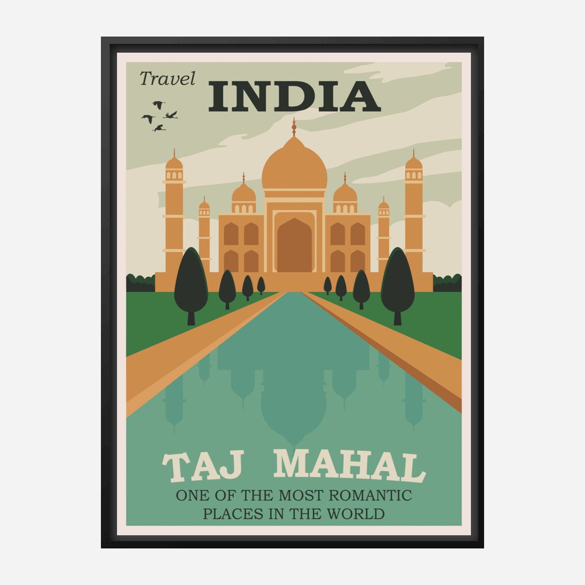 India, Visit the Taj Mahal Vintage Indian Travel Poster as a Digital ...