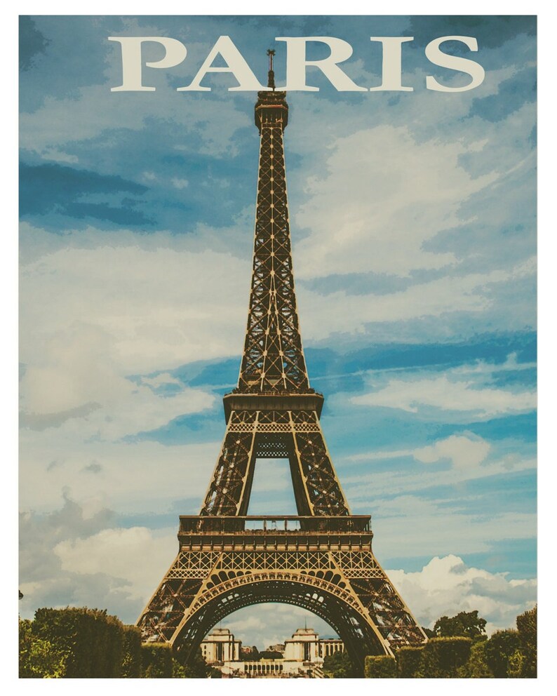 France, the Eiffel Tower Paris Vintage French Travel Poster as a ...
