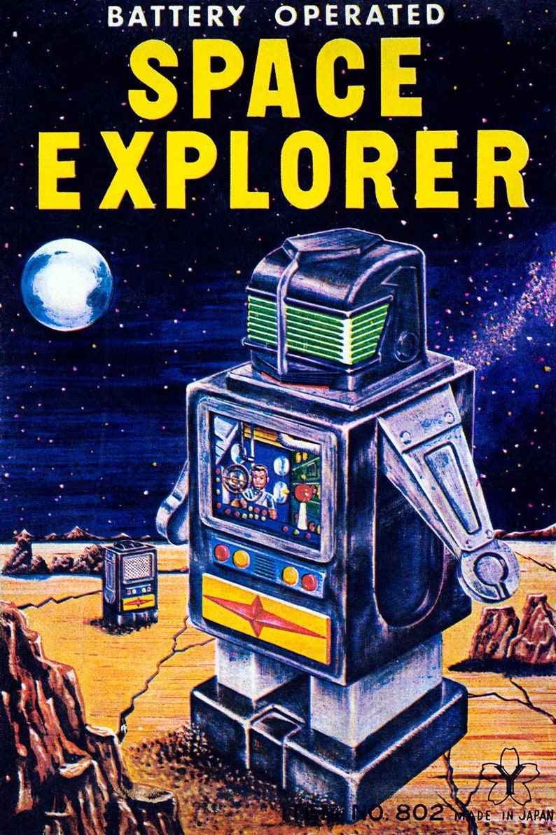 Space Explorer Vintage Sci-fi Toy Box Artwork as a Digital Image ...