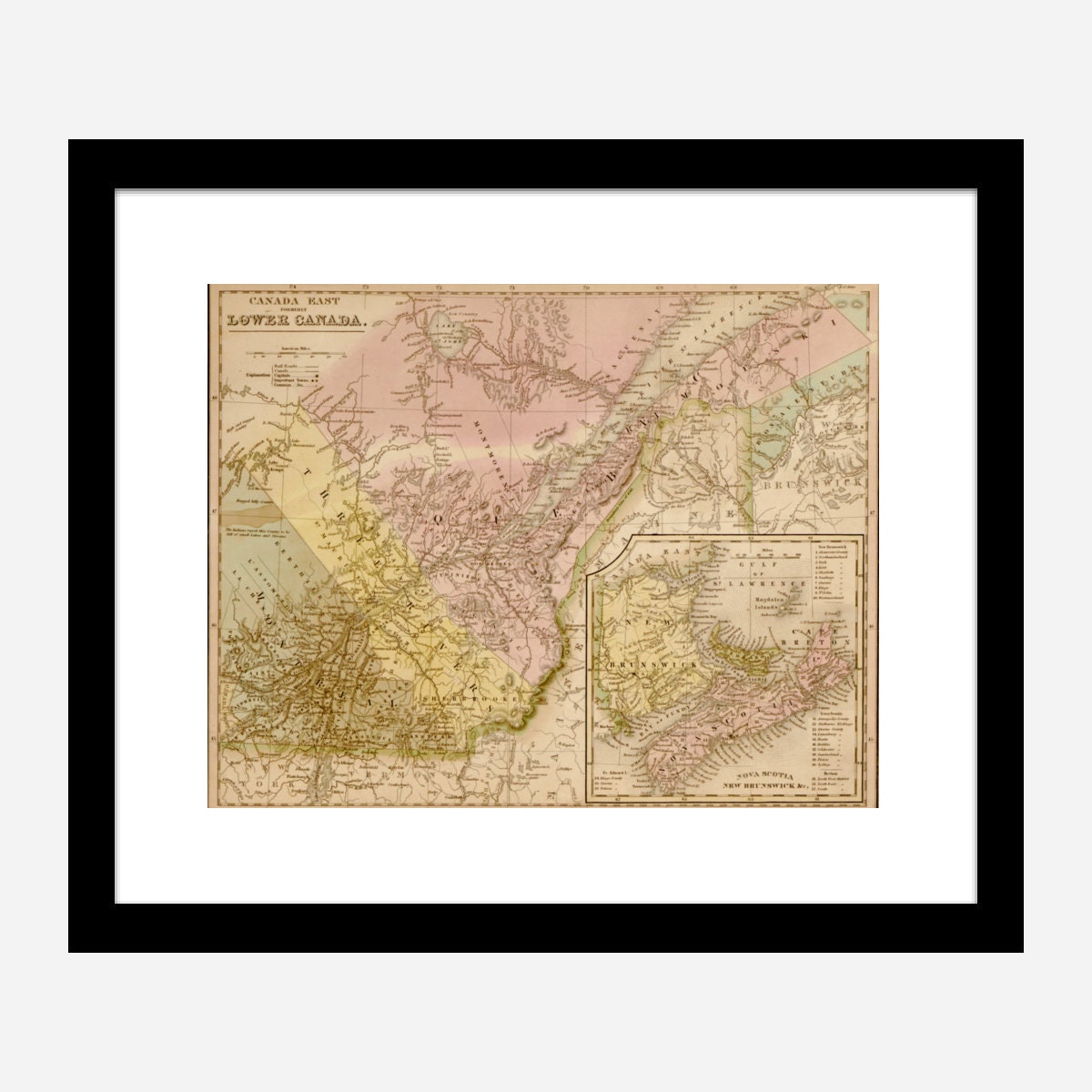Canada Vintage Lower Canada 1844 Map as a Digital Image Download - Etsy
