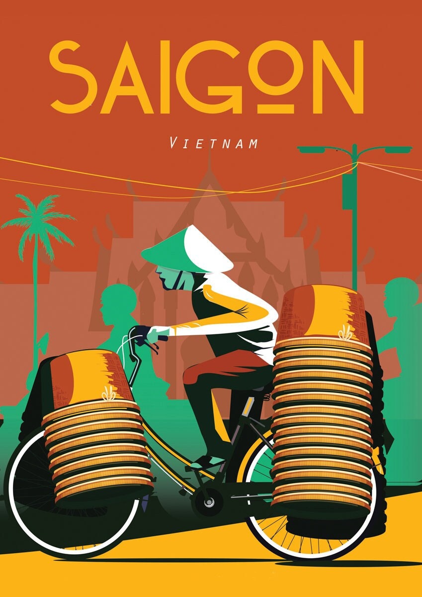 Vietnam, Saigon Travel Poster by Arctic Frame as a Digital Image ...