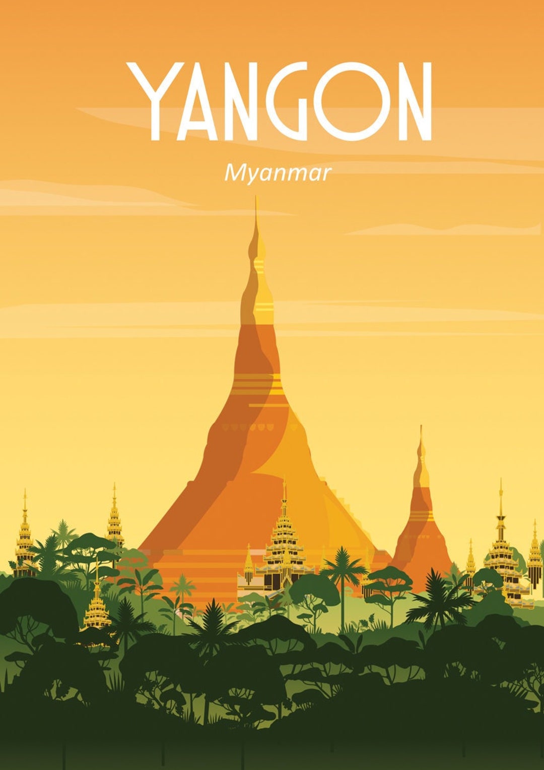 Myanmar, Yangon Travel Poster by Arctic Frame as a Digital Image ...