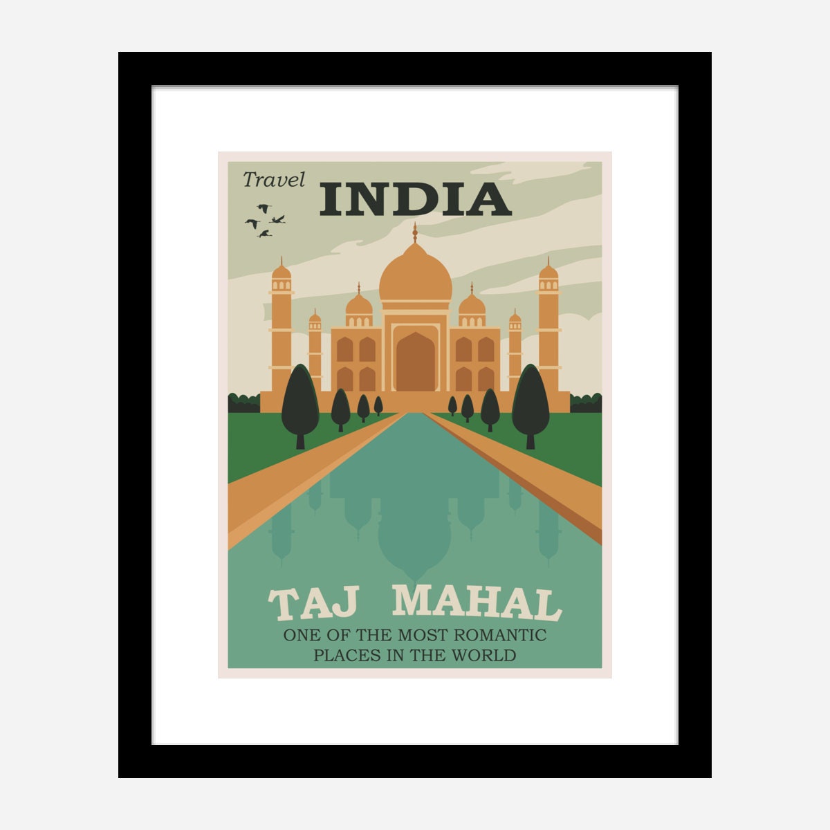 India, Visit the Taj Mahal Vintage Indian Travel Poster as a Digital ...