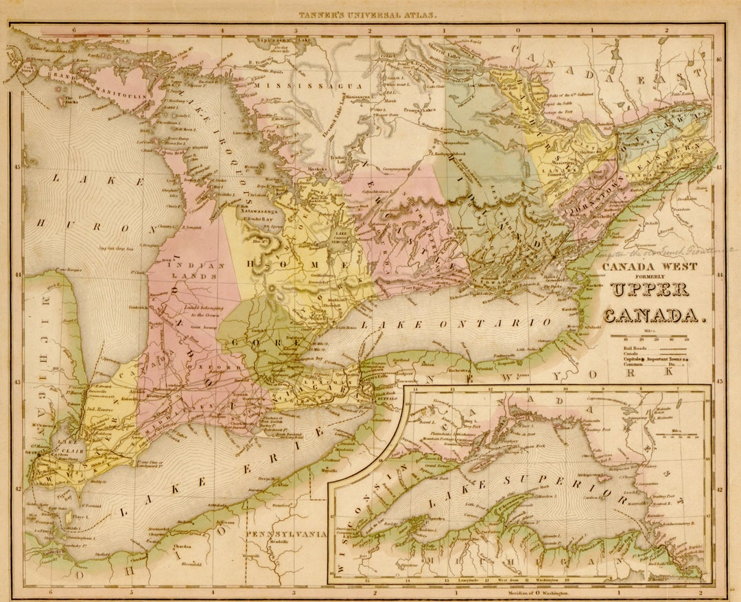 Canada Vintage Upper Canada 1844 Map as a Digital Image Download - Etsy