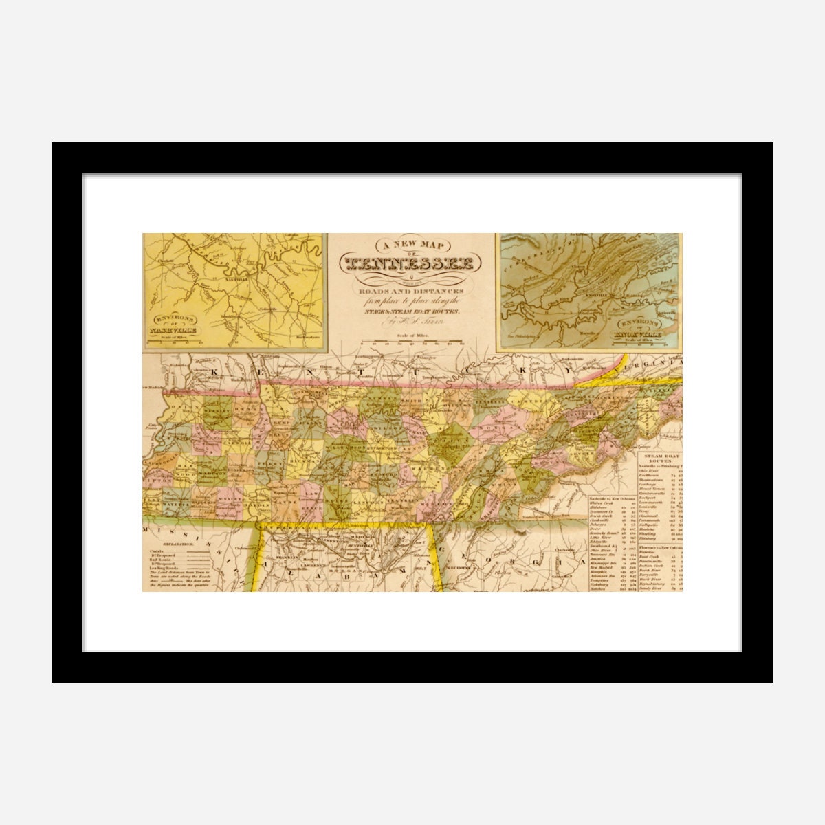 USA, Tennessee 1844 Vintage American Map as a Digital Image Download - Etsy