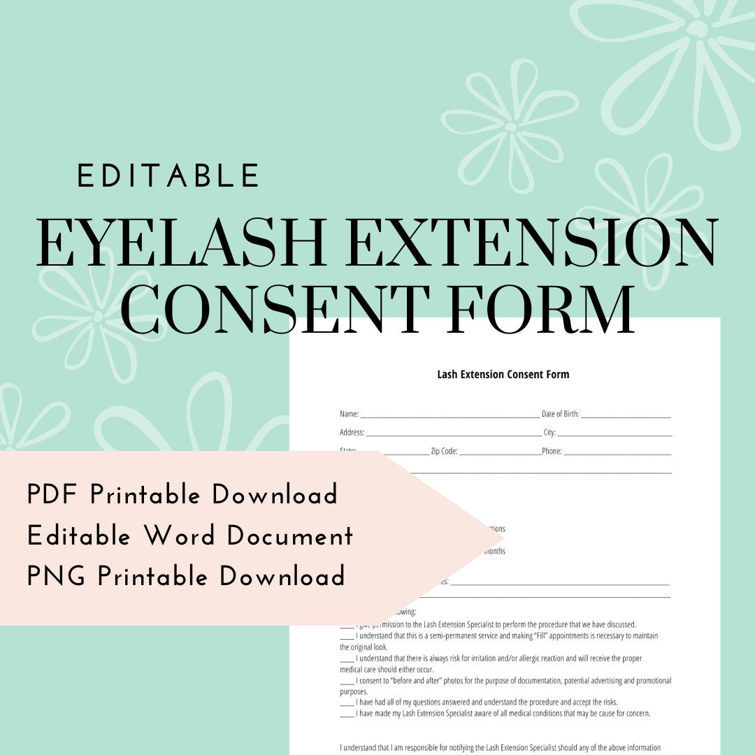 Eyelash Extension Consent Form for Estheticians and Lash Artists ...