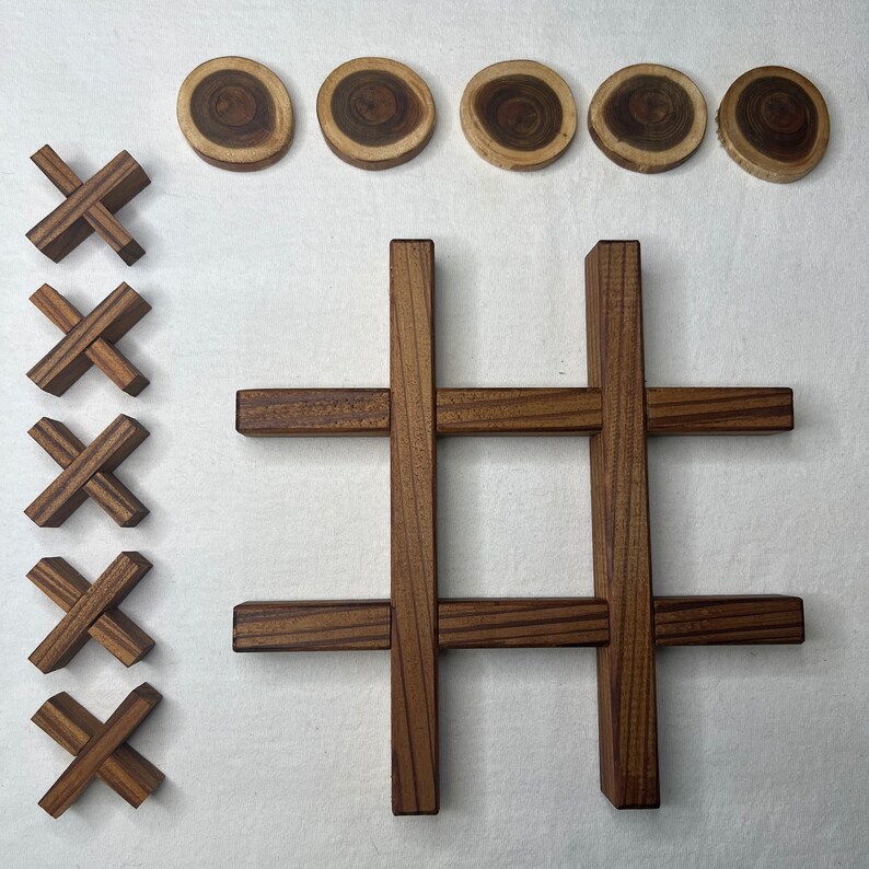 Tic Tac Toe Game Board & Pieces Upcycled Material Sustainable Eclectic ...