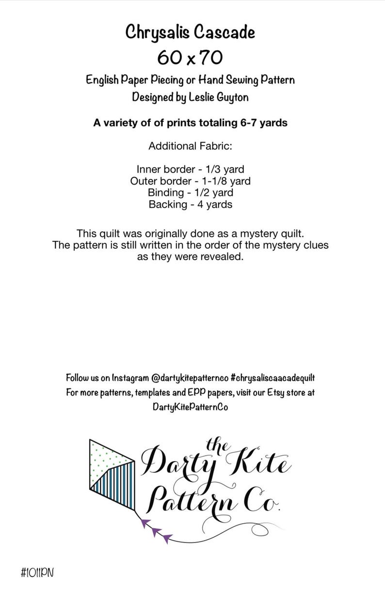 Chrysalis Cascade PDF Pattern for EPP or Hand Piecing - Etsy