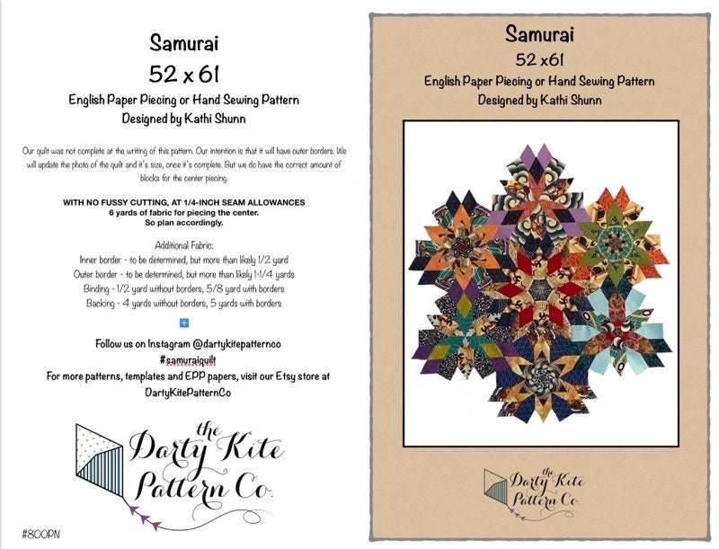 Samurai Quilt PDF Pattern for EPP or Hand Piecing - Etsy