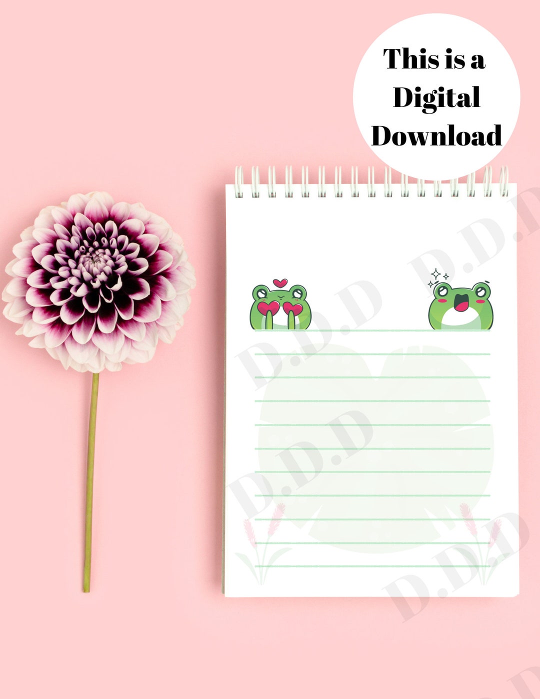 Frog Note Book Printable Lines Pages Frogs Cute Notepad - Etsy