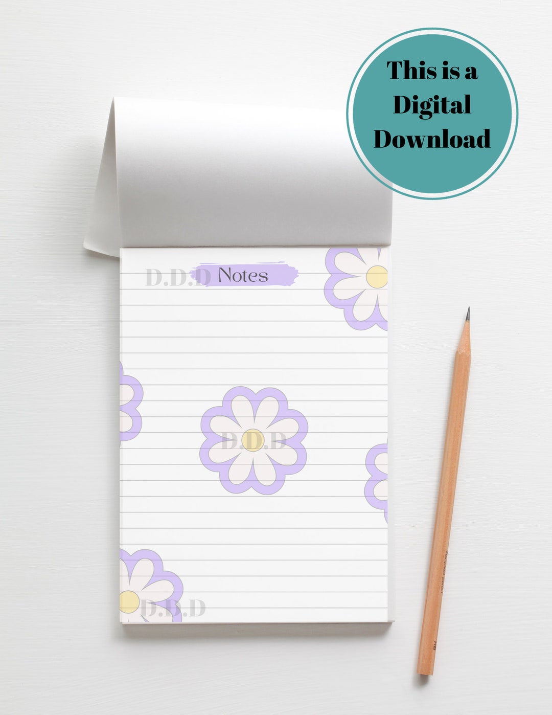 Flower Notes Printable 5x7 Print Outs Purple Flowers - Etsy