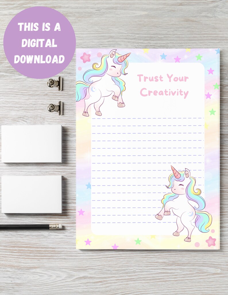 Unicorn Note Page Printable Trust Your Creativity Note Pad Print Out - Etsy