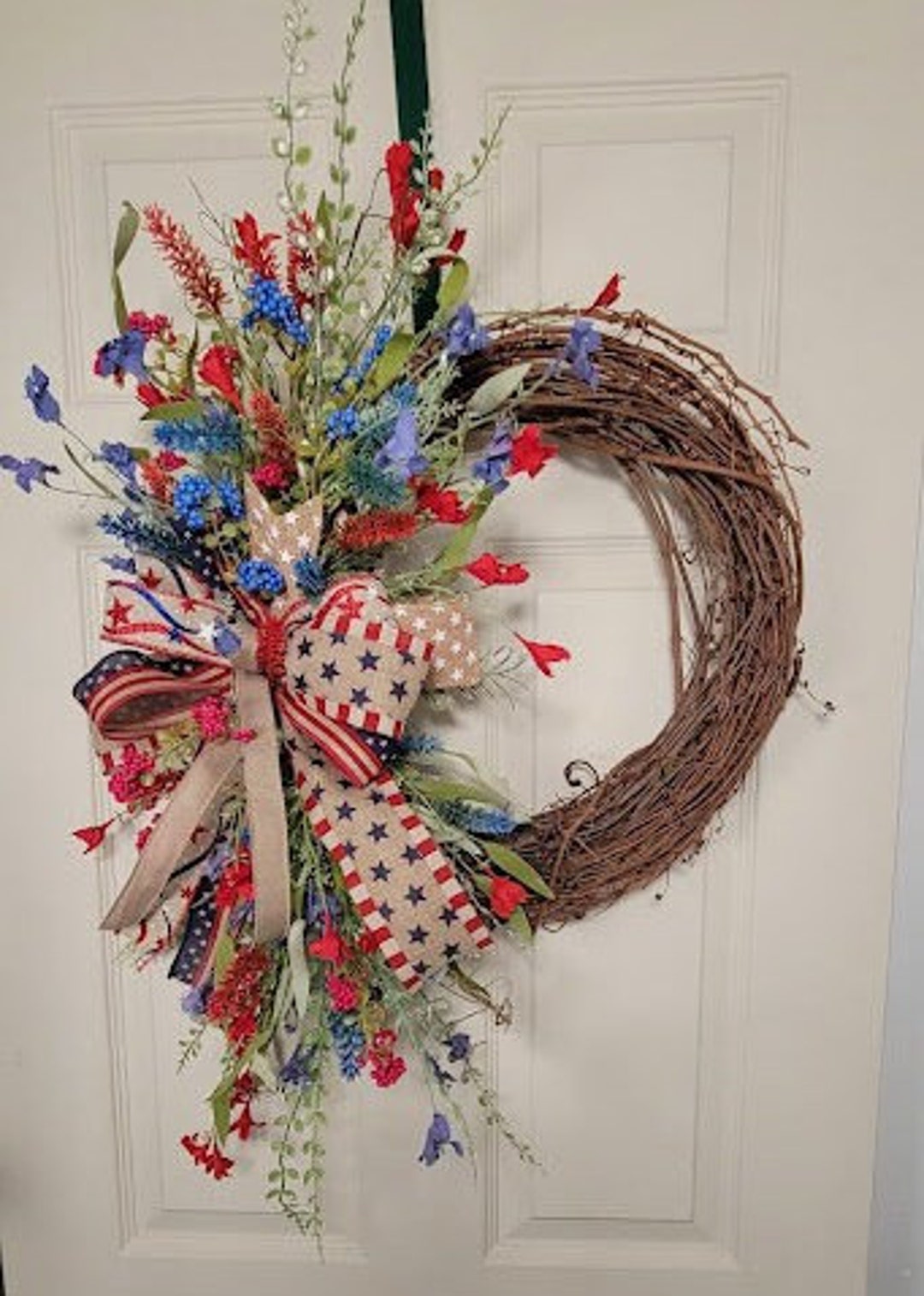 A Rustic Patriotic Wreath for Your Patriotic Decor. Summer Patriotic ...