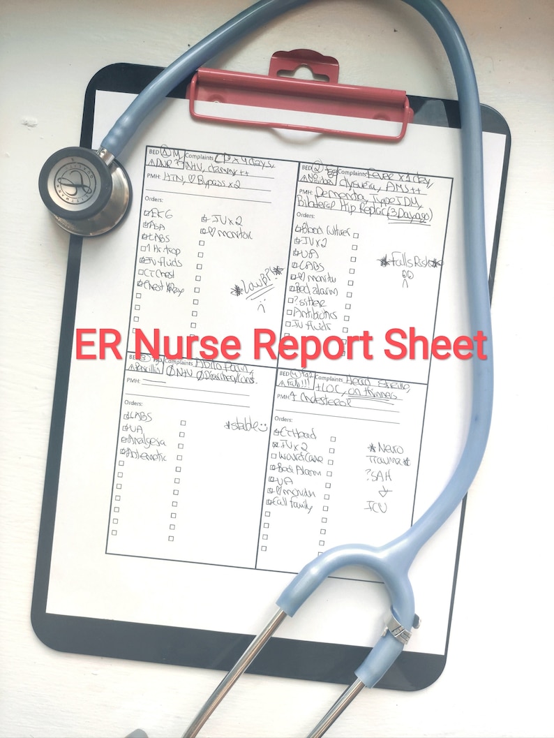 ER Nurse Report Sheet Template: Patient Handoff, Shift Planner (PDF) - Etsy