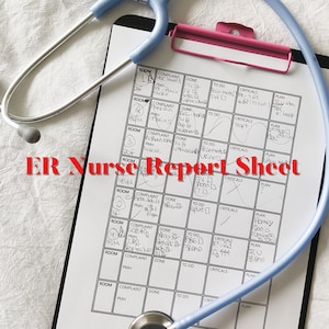 Report Sheet for ER Nurses, ER Nurse Cheat Sheets, Report Template ...