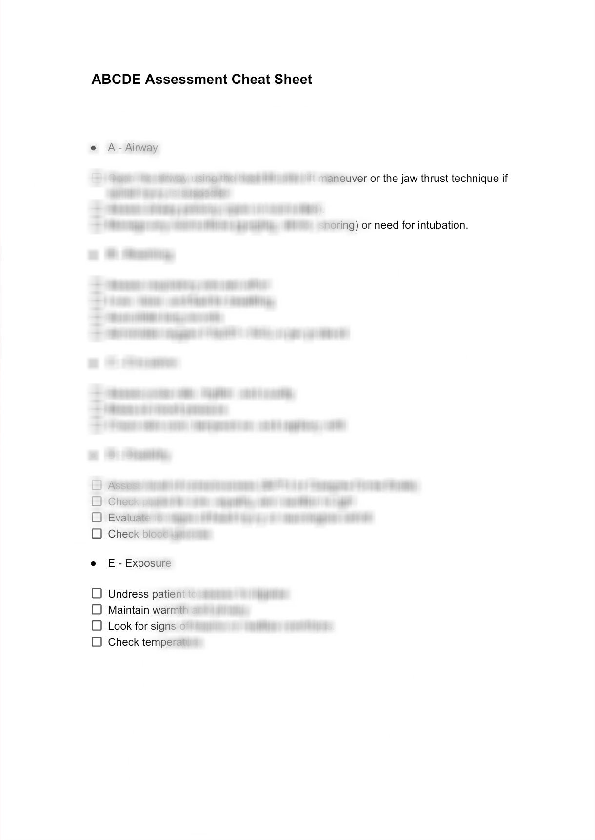 ER Nurse ABCDE Assessment Guide, Nurse Cheat Sheet (PDF Guide) - Etsy