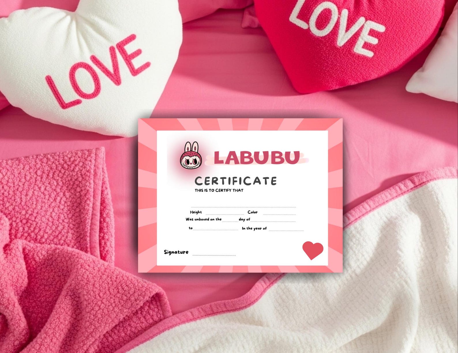 Digital Labubu Birth Certificate & Wallart Editable and Personalized ...