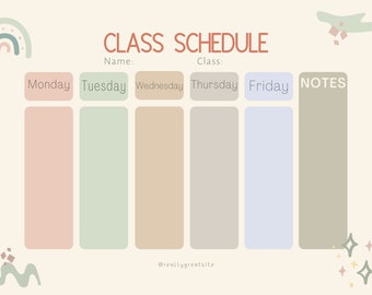 Printable Class Schedule Planner | Instant Download | Minimalist ...
