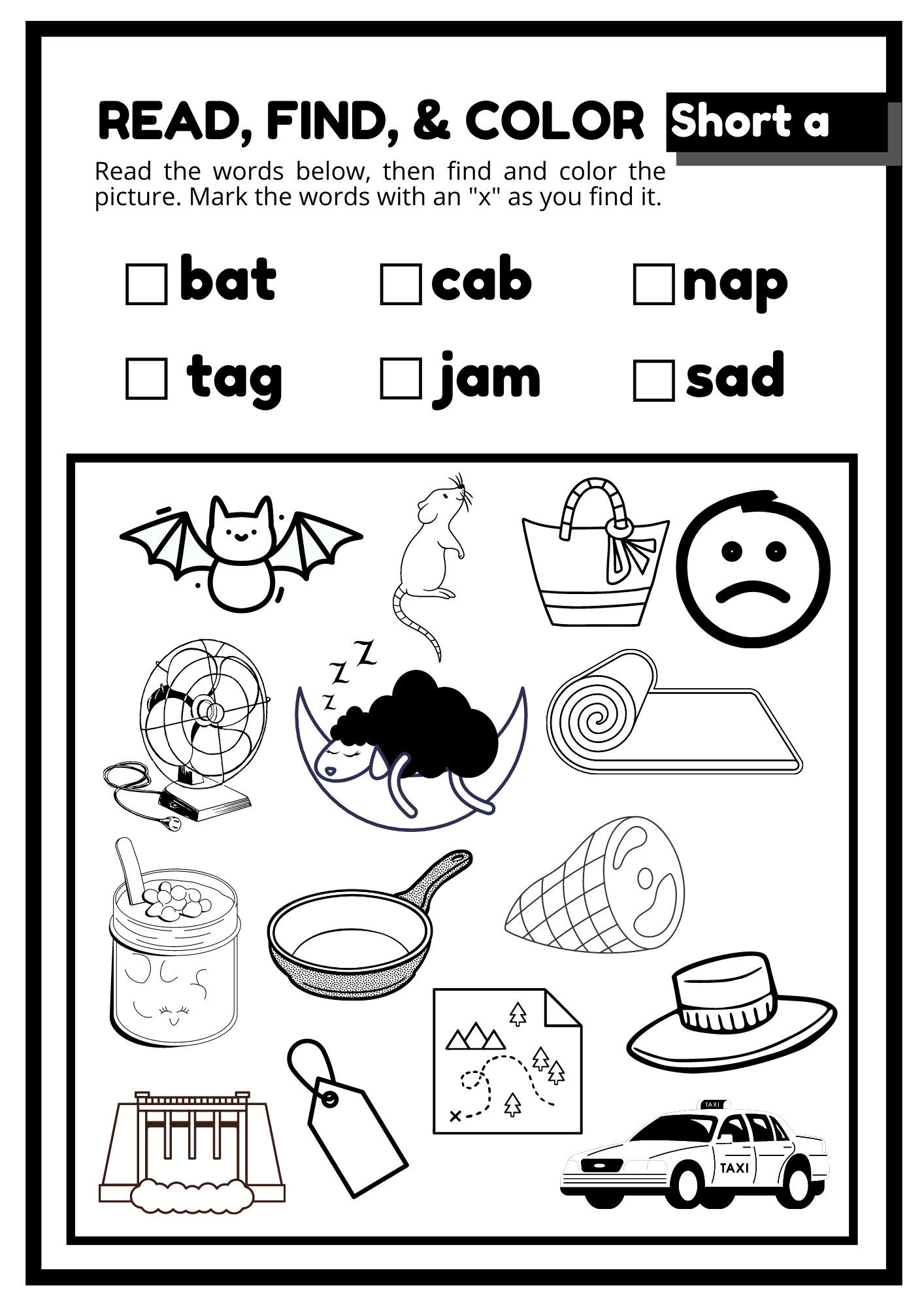Short A Vowel Worksheets Circle Words With Short Vowel Sounds Aussie