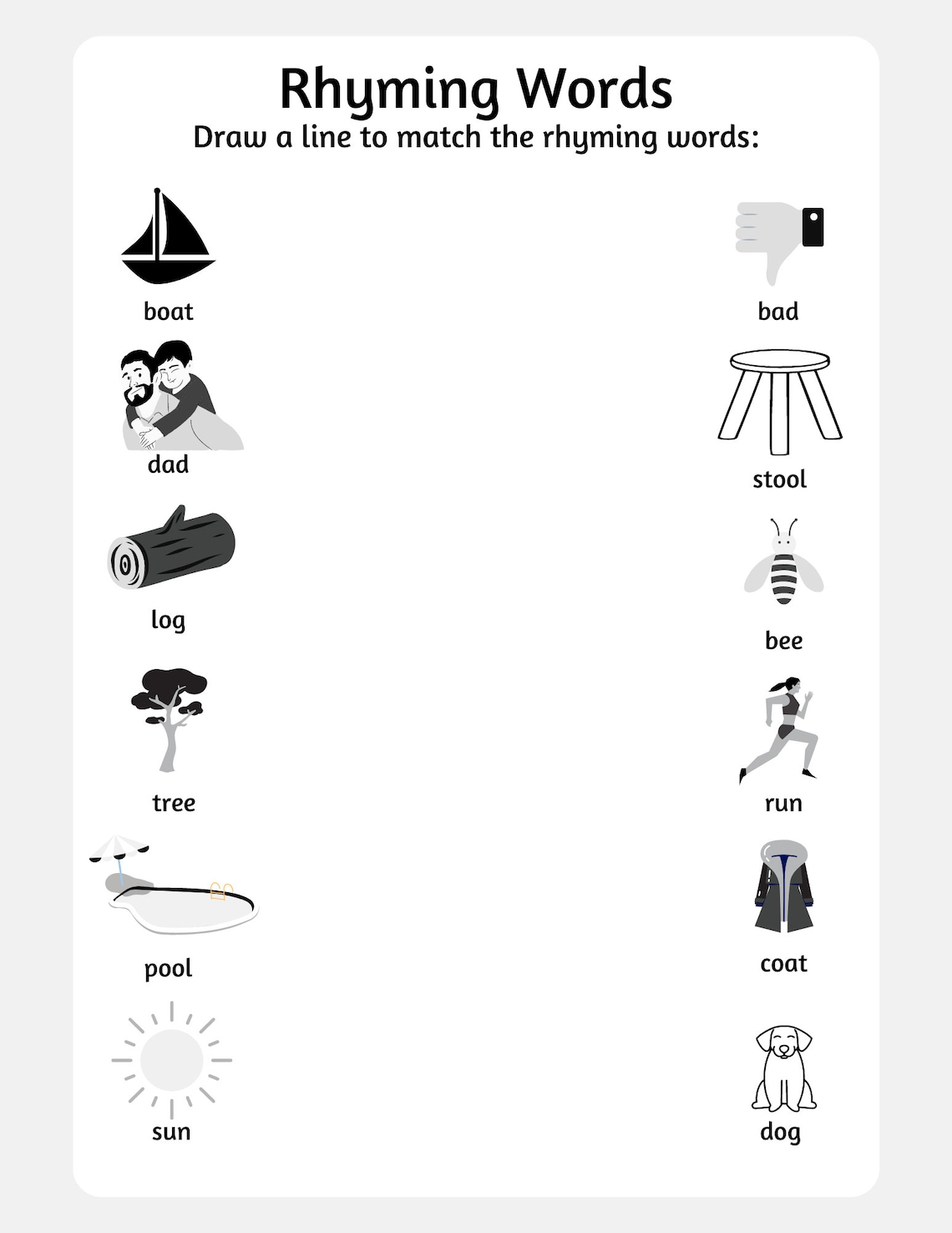 Rhyming Worksheets - Etsy