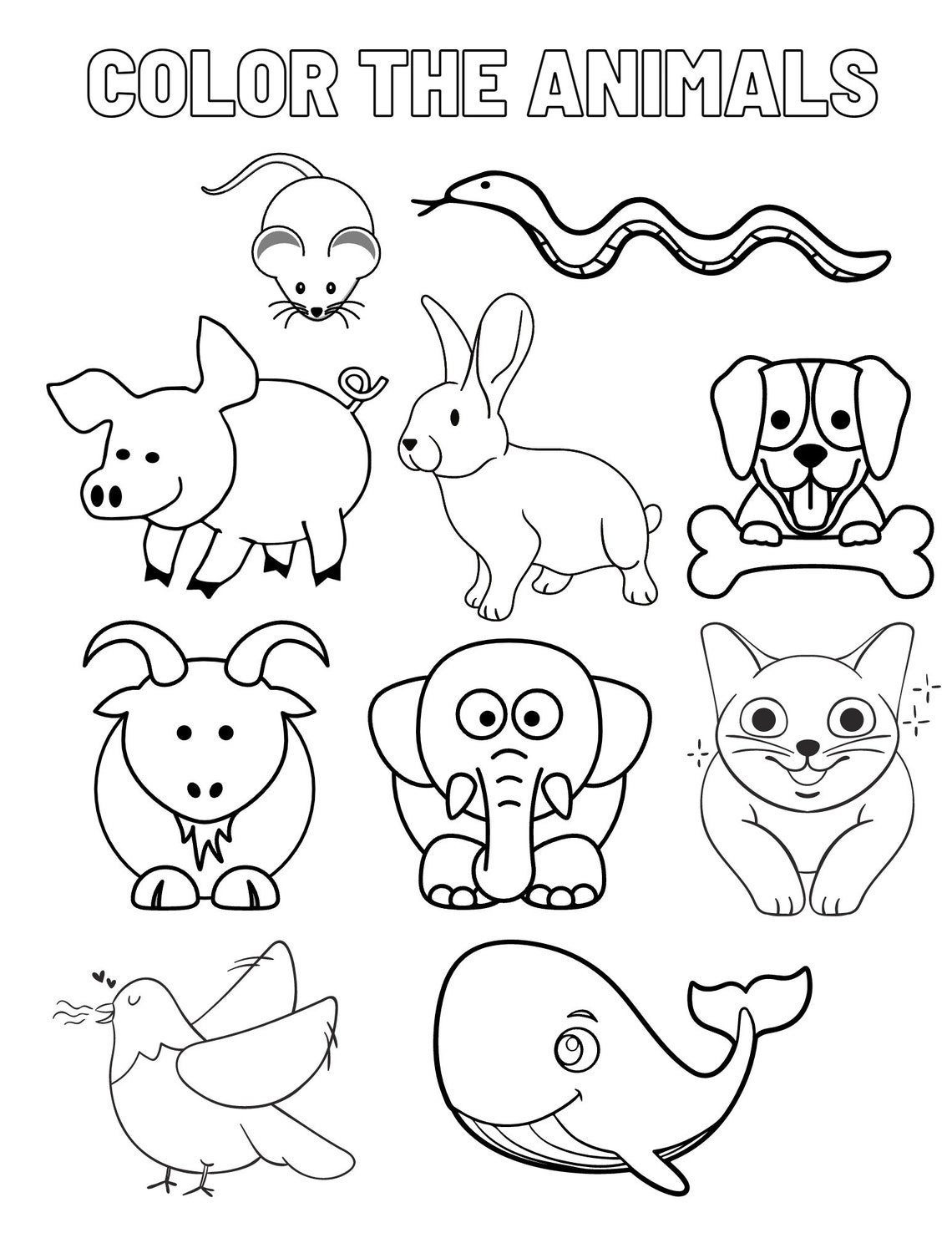 Animals Coloring Sheet - Etsy