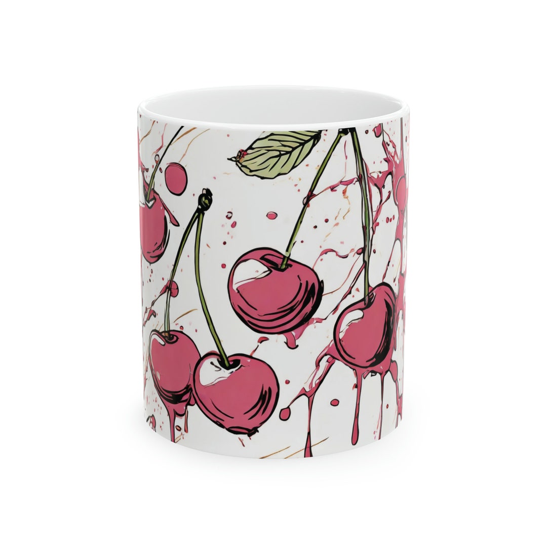 Cherry Splatter Coffee Mug Cherry Design Unique Fruit Lover Gift - Etsy