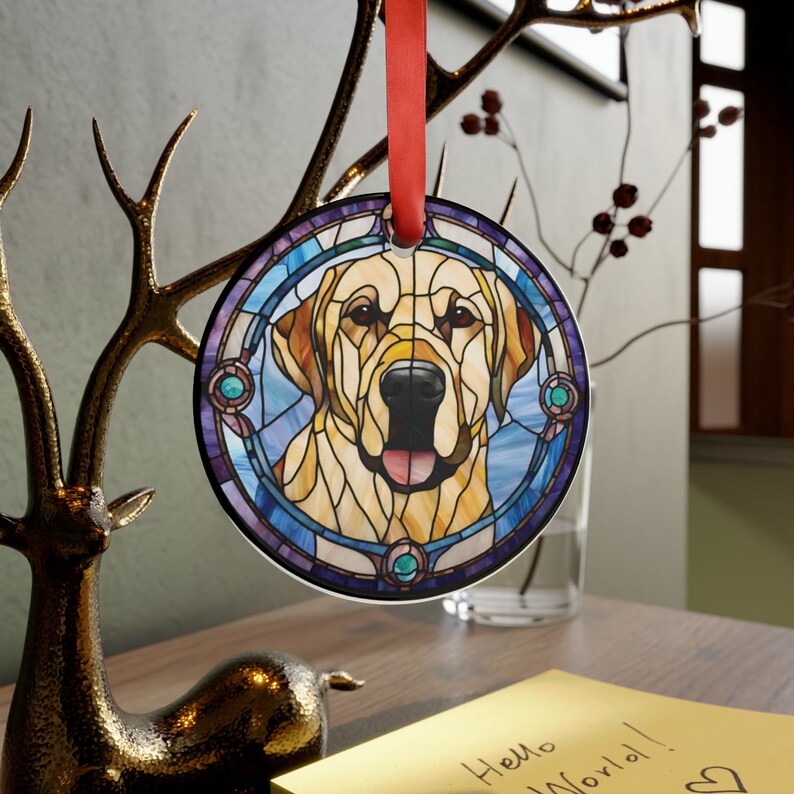 Personalized Stained Glass Style Labrador Ornament, Custom Labrador ...