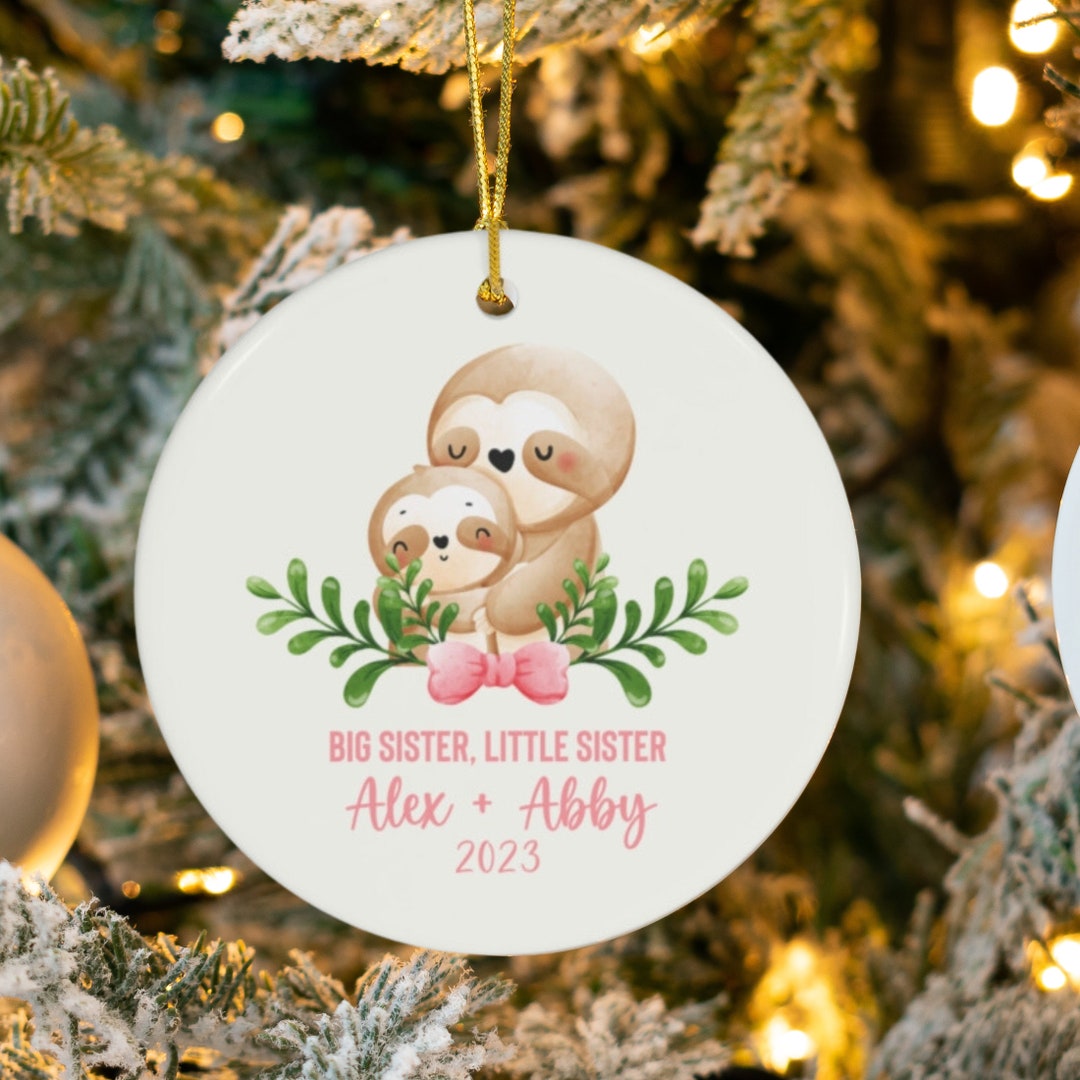 Personalized Big Sister Little Sister Baby Sloths Ornament, Big Sis Lil ...