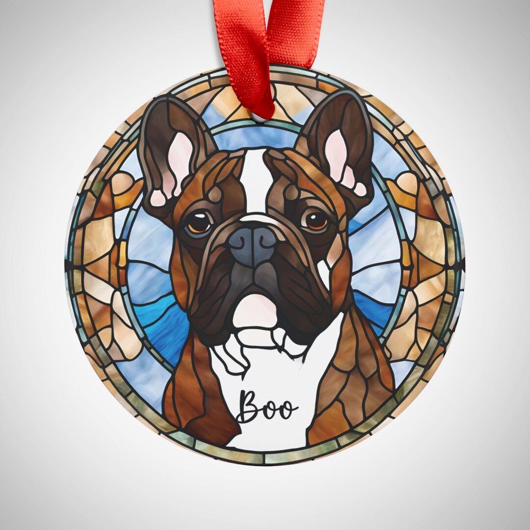 Personalized Frenchie Ornament Stained Glass Style, Frenchie Gift ...