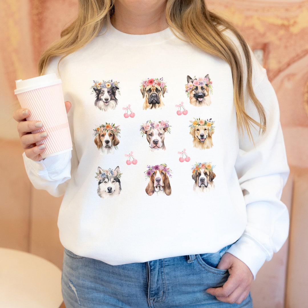Cute Dog Lover Coquette Sweatshirt, Dogs and Bows Sweatshirt, Dog Lover ...