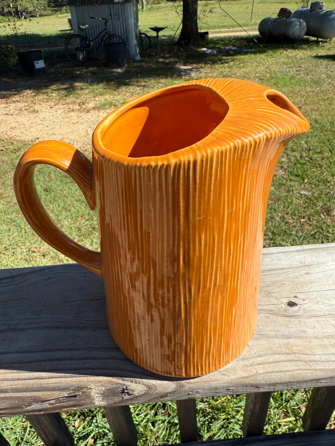 Vintage Mccoy Pottery Pitcher – Mount Clemons Era 1967 “wood Grained ...