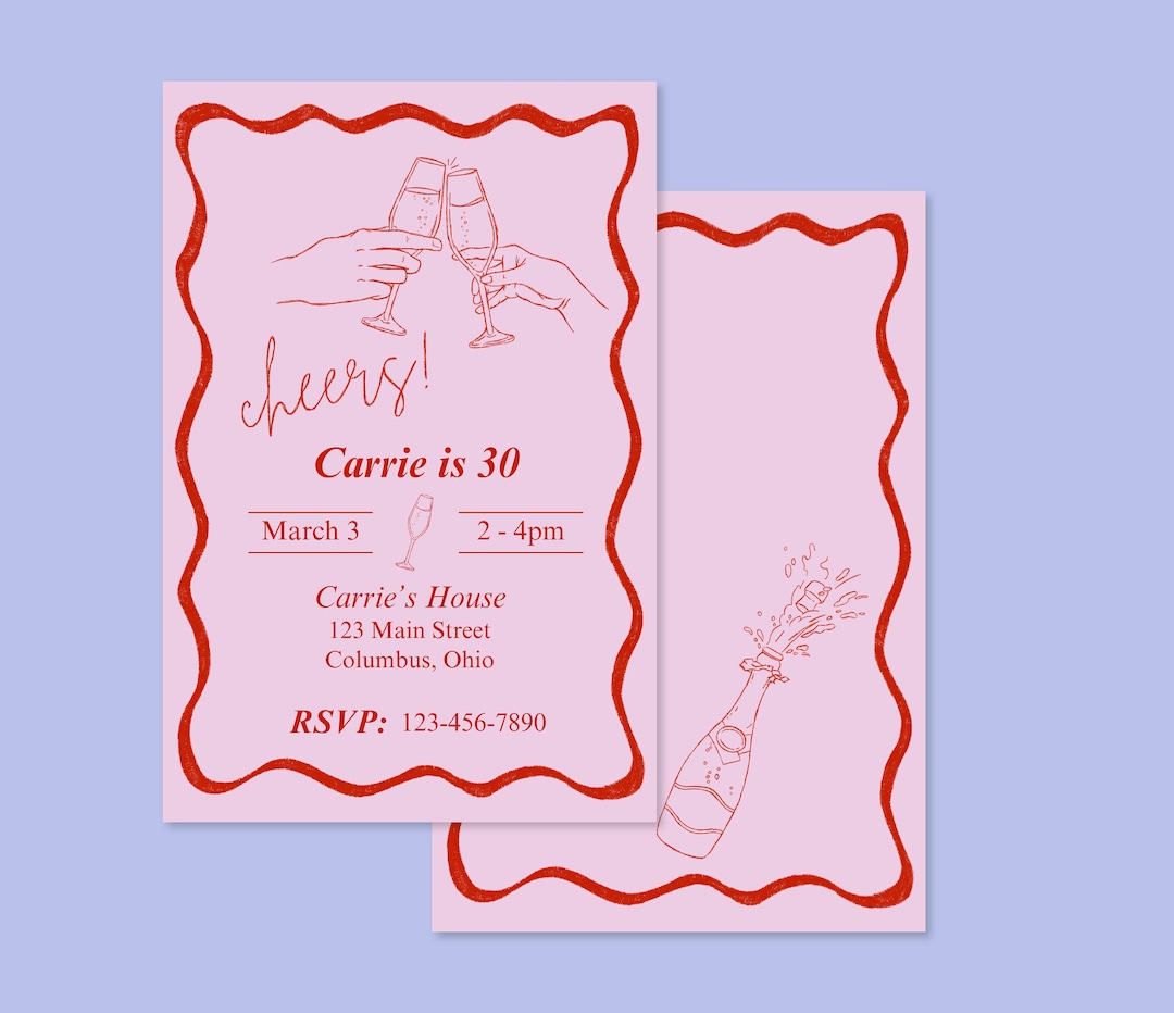 Hand Drawn Invite Double Sided Scribble Illustration Celebration ...