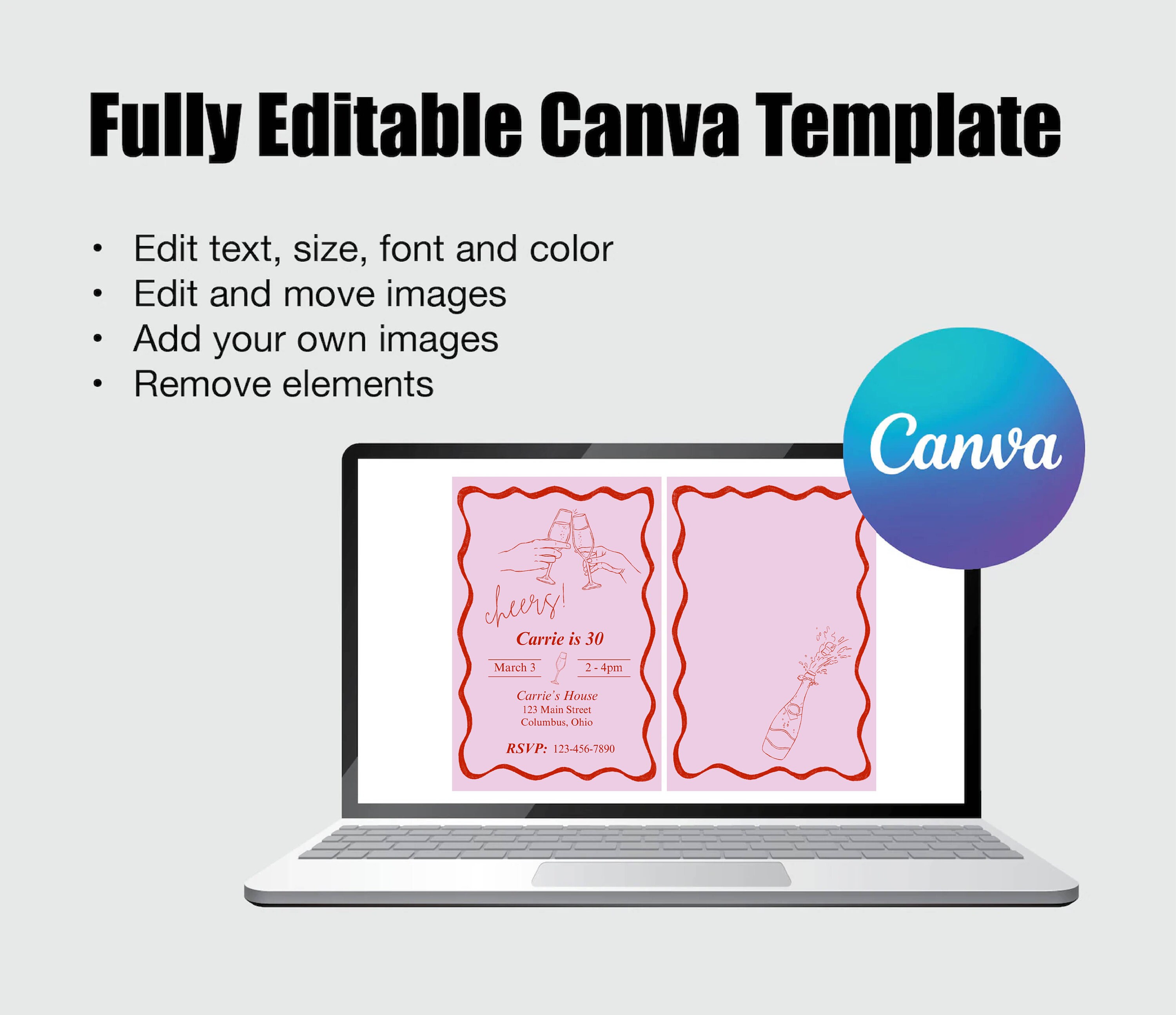 Hand Drawn Invite Double Sided Scribble Illustration Celebration ...
