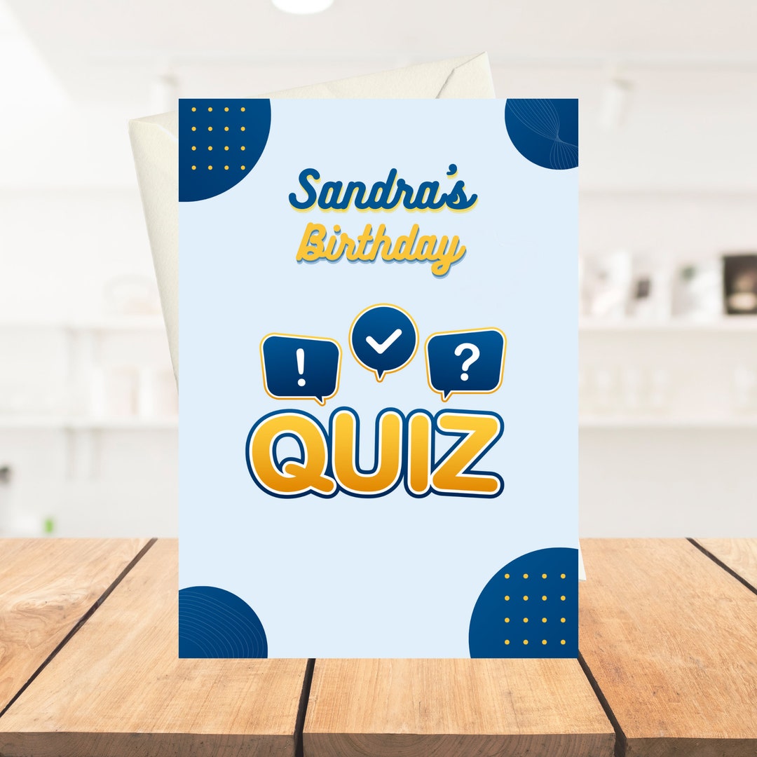 Birthday Quiz Card Includes Quiz and Quizmaster Fun - Etsy