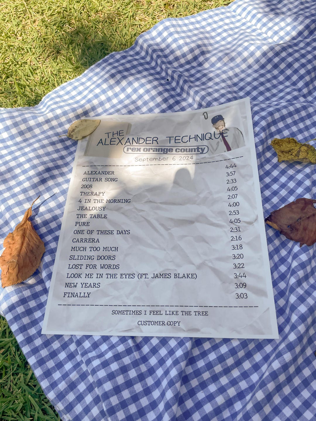 Rex Orange County Alexander Technique Album List Receipt Die-cut ...