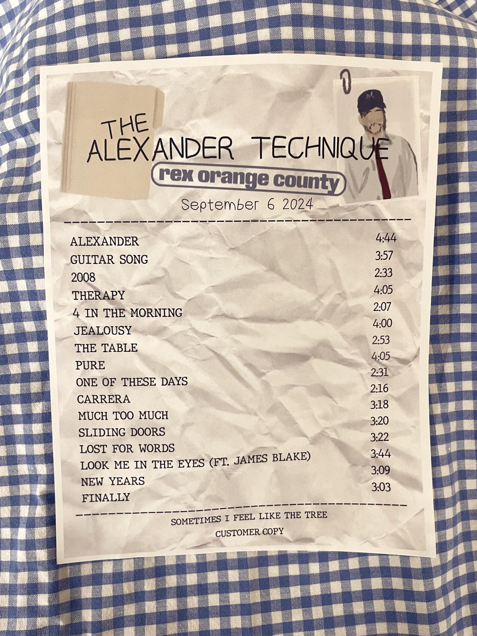 Rex Orange County Alexander Technique Album List Receipt Die-cut ...