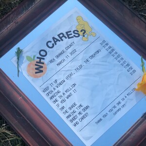 Rex Orange County Print Who Cares? Album List Receipt Die-cut ...