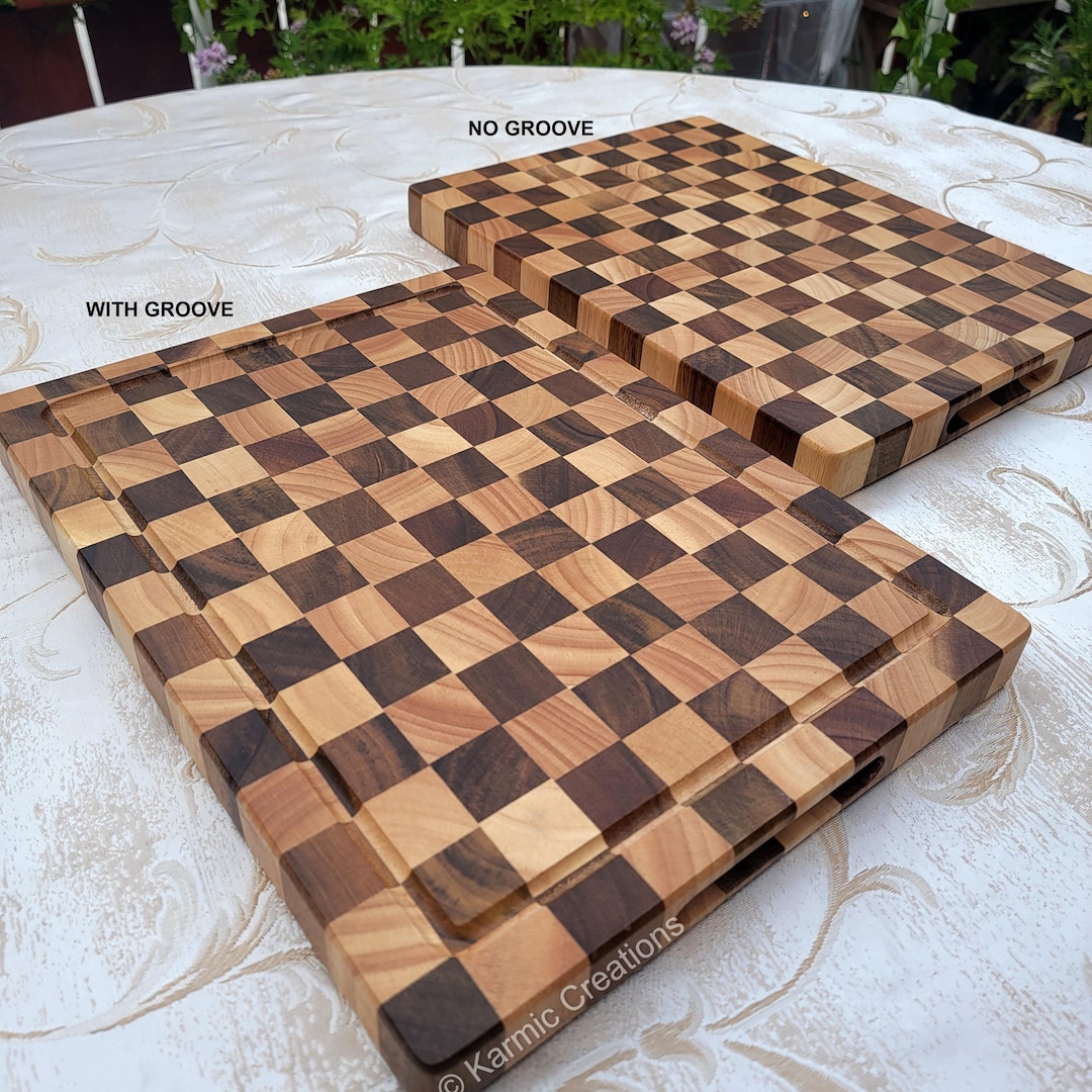 Handmade Wood End Grain Butcher Block. Checkered Pattern Kitchen ...