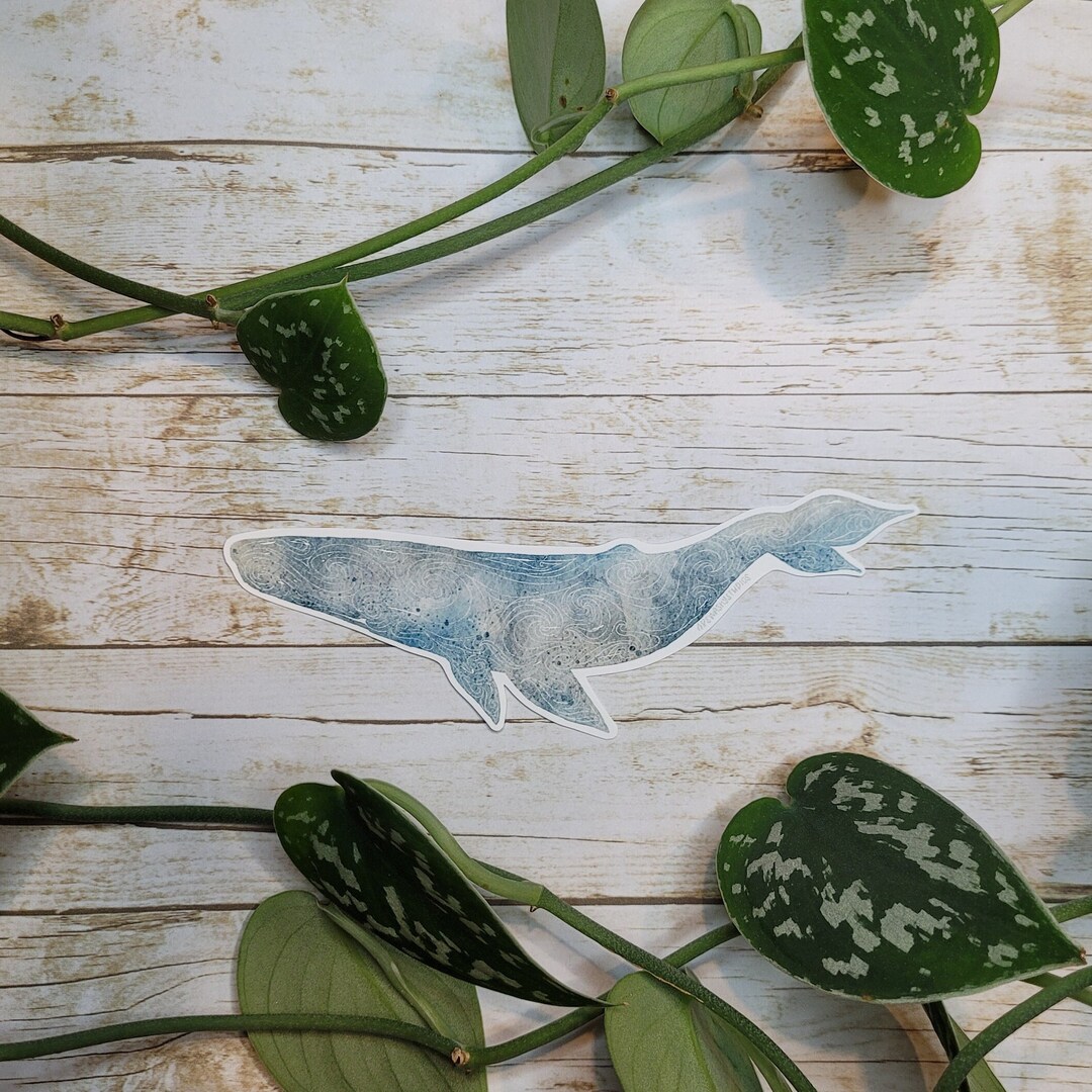 Whale Wave Design Sticker | Watercolor Ocean Marine Life Sticker ...