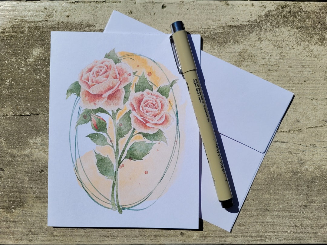 Blank Roses Card Blank Inside A2 Greeting Card Vertical - Etsy